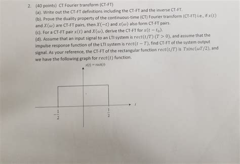 Solved 2 40 Points Ct Fourier Transform Ct Ft A