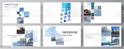 프리젠 테이션의 벡터 레이아웃은 디자인 비즈니스 템플릿 프리젠 테이션 브로셔 브로셔 커버를위한 다목적 템플릿을 슬라이드합니다 파란색 사각형기미학적 스타일의 추상 설계
