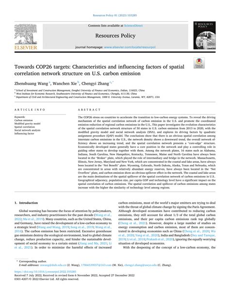 Pdf Towards Cop26 Targets Characteristics And Influencing Factors Of Spatial Correlation