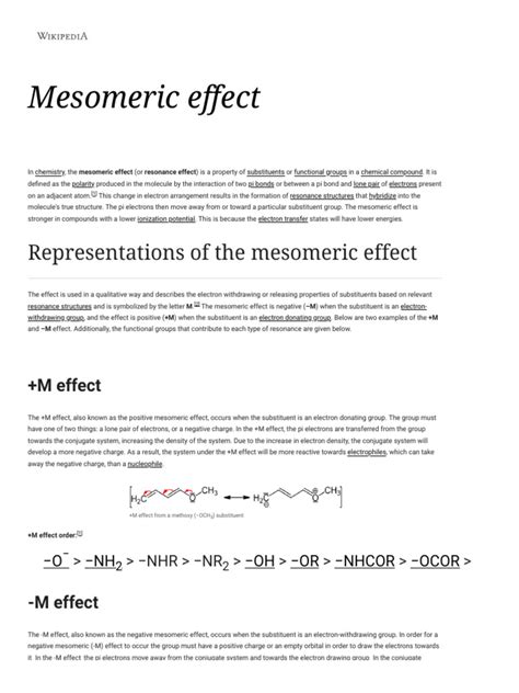 Mesomeric Effect Wikipedia Pdf Molecular Physics Chemistry