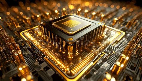 Futuristic High Tech Cpu Central Processor Unit Of A Supercomputer