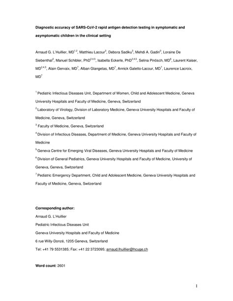 Pdf Diagnostic Accuracy Of Sars Cov 2 Rapid Antigen Detection Testing