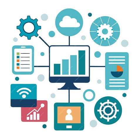 Abstract Infographic With Icons Representing Business Technology And Data Analysis Premium Ai