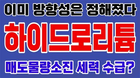 주식 하이드로리튬 이미 방향성은 정해졌다 매도물량소진 세력 수급 Youtube