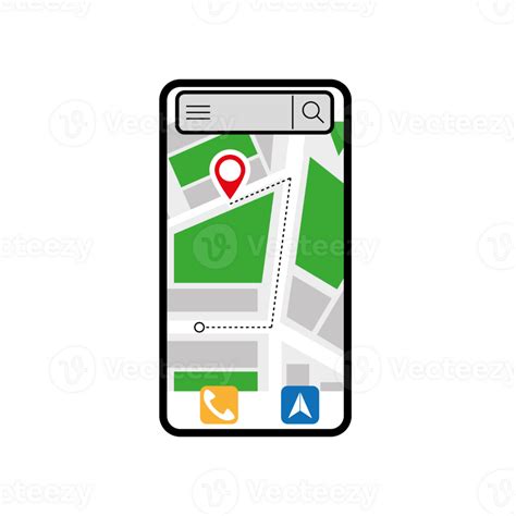 Gps Navigation Map Smartphone Map Application And Red Pinpoint On