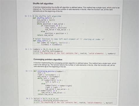solved shuffle left algorithm a tunction implementing the
