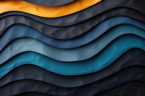 Abstract Wavy Layers In Shades Of Blue And Orange Premium Ai Generated Image