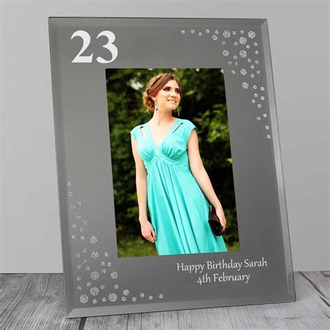 Personalised Big Age 6x4 Diamante Glass Photo Frame Make It Your Way