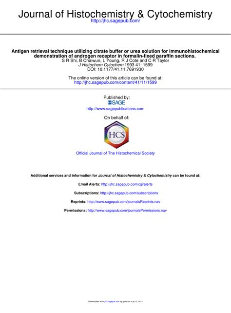 Pdf Antigen Retrieval Technique Utilizing Citrate Buffer Or Urea Solution For