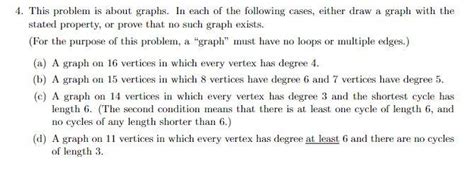 Solved 4 This Problem Is About Graphs In Each Of The Chegg Com