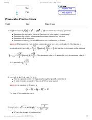 Precalculus Part Test With Answers Pdf Precalculus Part Test With