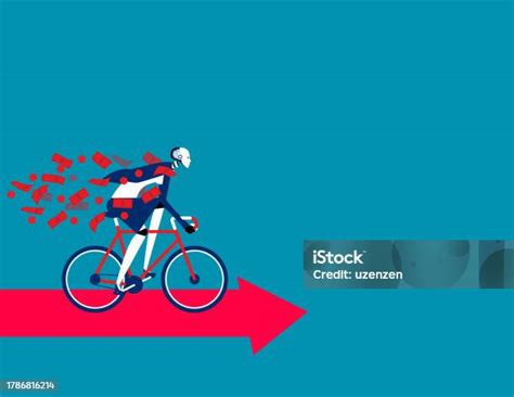 화살표에 자전거를 타고 있는 로봇 비즈니스 인공 지능 개념 0명에 대한 스톡 벡터 아트 및 기타 이미지 0명 개발 경쟁