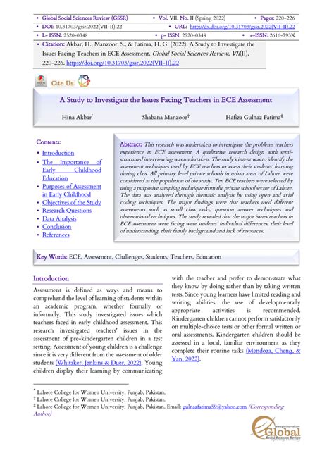 PDF A Study To Investigate The Issues Facing Teachers In ECE Assessment