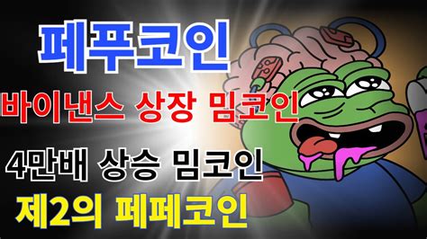 페푸코인바이낸스 상장으로 페페의 4만배 상승 다시 보여줍니다 제2의 페페코인 등장 Youtube