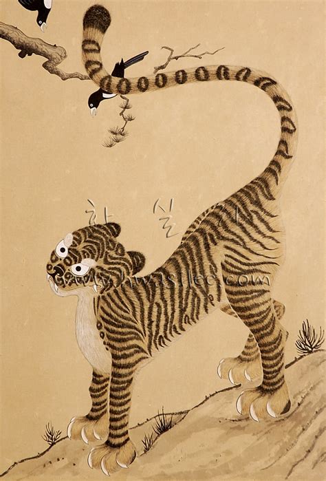 동양화 한국화 민화 까치와 호랑이 네이버 블로그