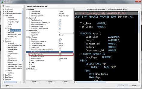 How To Set Oracle Sql Developer Automatically Wrap Long Sql Statements