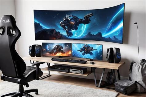 Multiscreen Gaming Setup Serious Gamers And Multitaskers Premium Ai