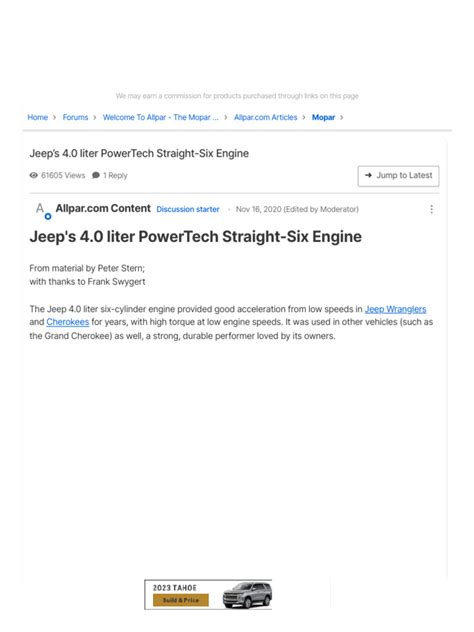 Jeep Powertech Six Engine Pdf Fuel Injection Horsepower
