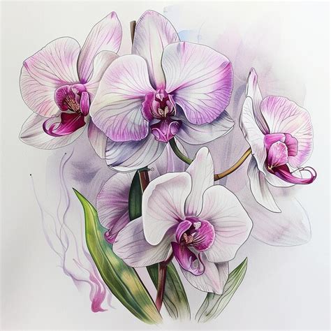 Page Photorealistic Orchid Drawing Pictures