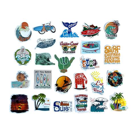 Surfsurfing Sticker25 Pckglossy Finishwaterproof High Quality