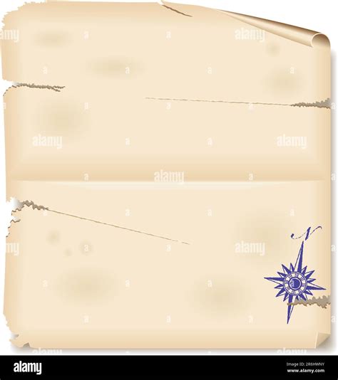 Vector Illustration Of An Ancient Treasure Map Scroll With Compass Rose Stock Vector Image Art