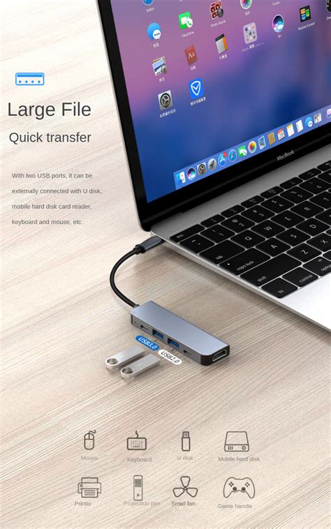 Type C In Docking Station HDMI K USB Type C Data Transfer USB Multi Port Hub USB C HUB For