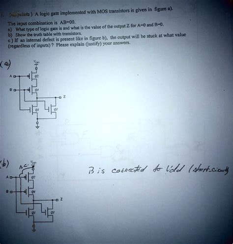 Solved A Logic Gate Implemented With Mos Transistors Is Given In