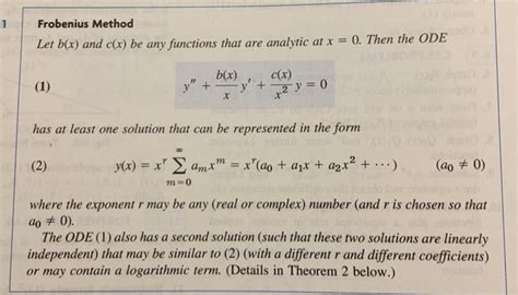 solved 2 13 frobenius method find a basis of solutions by