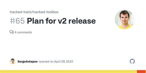 plan for v2 release · issue 65 · tracked tools tracked toolbox · github