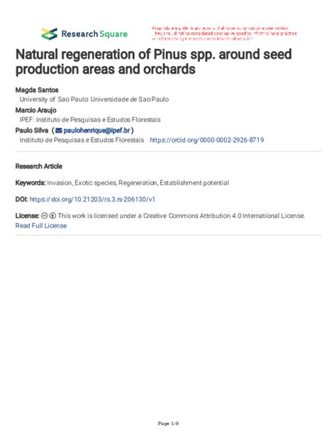 Pdf Natural Regeneration Of Pinus Spp Around Seed Production Areas And Orchards