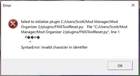 Failed To Initialize Plugin Invalid Character · Issue 1773 · Modorganizer2modorganizer · Github