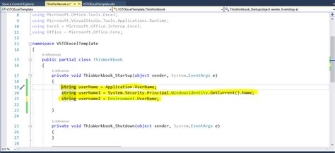 I Have Created Excel Vsto Template With 2016 Excel I Need To Know How Could I Get Username And