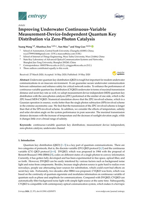 Pdf Improving Underwater Continuous Variable Measurement Device
