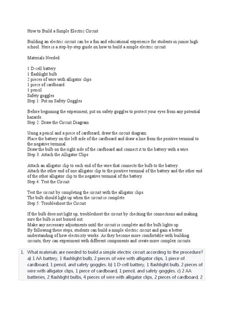 How To Build A Simple Electric Circuit Pdf Flashlight Electricity