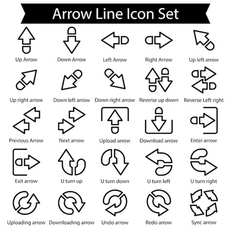 Premium Vector Arrow Line Icon Set