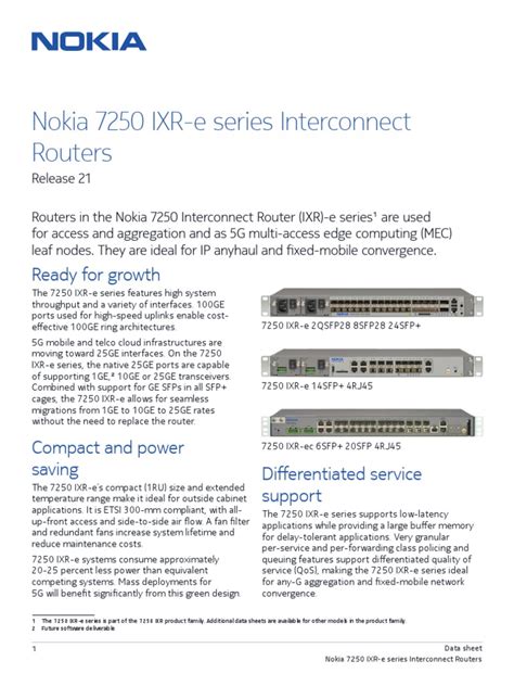 Nokia 7250 Ixr E Series Interconnect Routers Ready For Growth Pdf