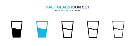 절반 유리 아이콘 그래픽은 검은 색과 파란색 색상으로 설정됩니다 가득 찬에 대한 스톡 벡터 아트 및 기타 이미지 가득 찬 그래픽 사용자 인터페이스 날씬한 Istock