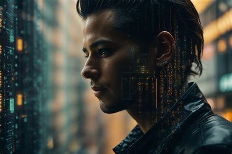 Premium Ai Image Double Exposure Of Binary Data Digits Alphabet And