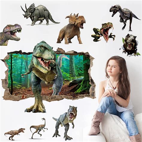 3d Dinosaur Wall Stickers Peel And Stick Vinyl Large Dino