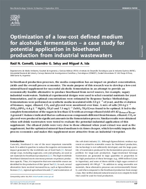 Pdf Optimization Of A Low Cost Defined Medium For Alcoholic