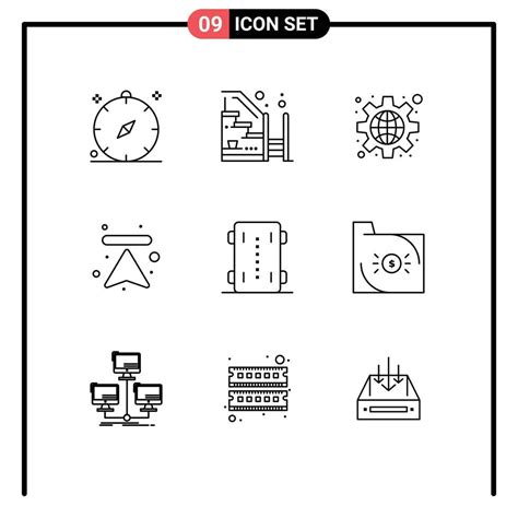 Pictogram Set Of 9 Simple Outlines Of Upload Arrows Up Arrow Public Editable Vector Design