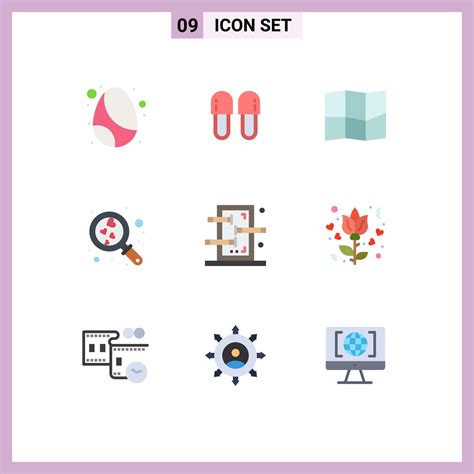 9 Thematic Vector Flat Colors And Editable Symbols Of Piercings Box Shoes Wedding Love Editable