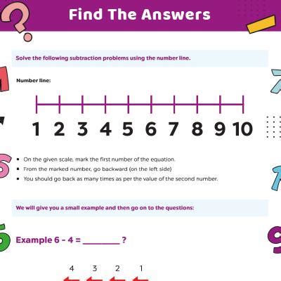 Subtraction Worksheets Subtract Using Number Line