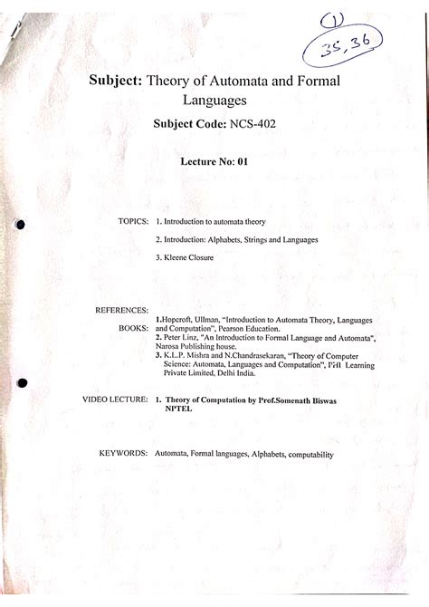 Lecture Unit Theory Of Automata Formal Languages Studocu