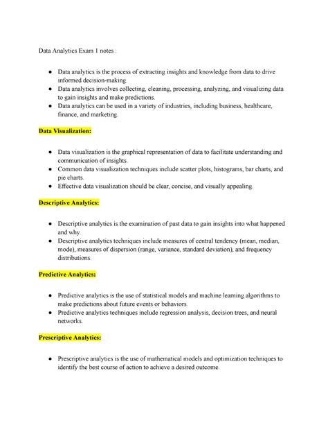 Data Analytics Exam 1 Notes Data Analytics Exam 1 Notes Data Analytics Is The Process Of