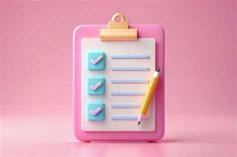 3d Paper Clipboard Task Management Todo Check List With Pencil Fast Work On Project Plan Fast