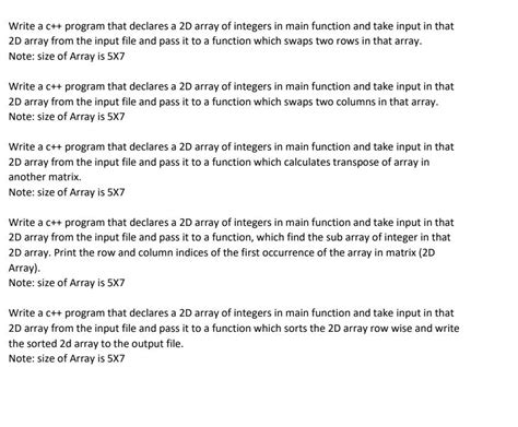 Solved Write A C Program That Declares A 2D Array Of Chegg