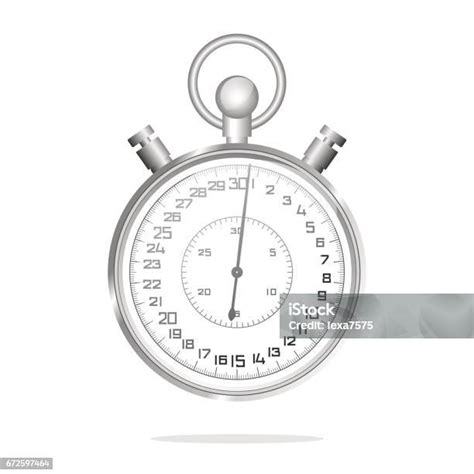 흰색 바탕에 스톱 워치입니다 현실적인 금속 초시계 스톱 워치의 근접 정면 벡터 일러스트입니다 0명에 대한 스톡 벡터 아트 및 기타 이미지 Istock