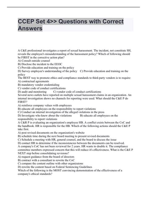 CCEP Set Questions With Correct Answers CCEP Stuvia US