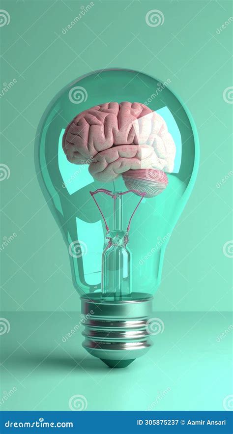 Light Bulb With Brain Inside Symbolizing Bright Ideas And Creative Brainstorming Idea